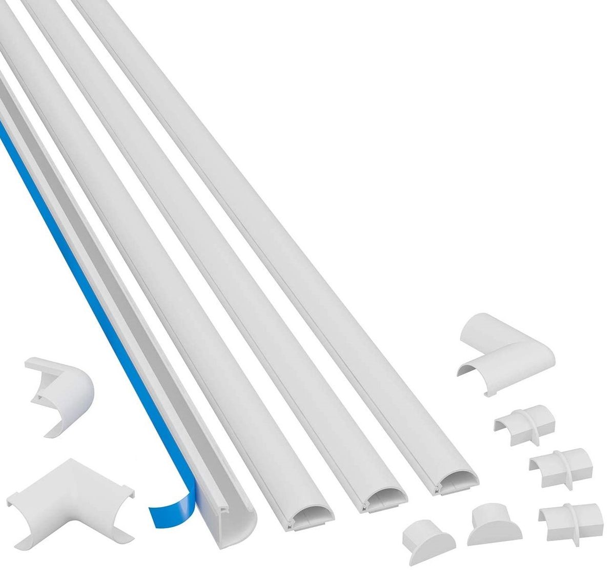 D-Line: 4 x 1m Half Round Cable Trunking Kit 20x10mm + Accessories ...