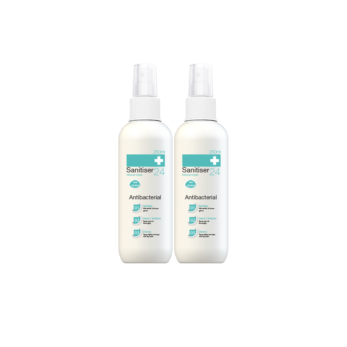 Sanitiser24 Hand & Surface Sanitiser - 2 X 250ml - 70% (Isopropyl Alcohol) | Shop Today. Get it ...