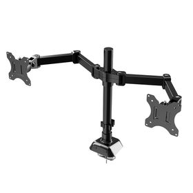 Dual Arm monitor desk stand Adjustable height & angle arm w/Swivel and ...