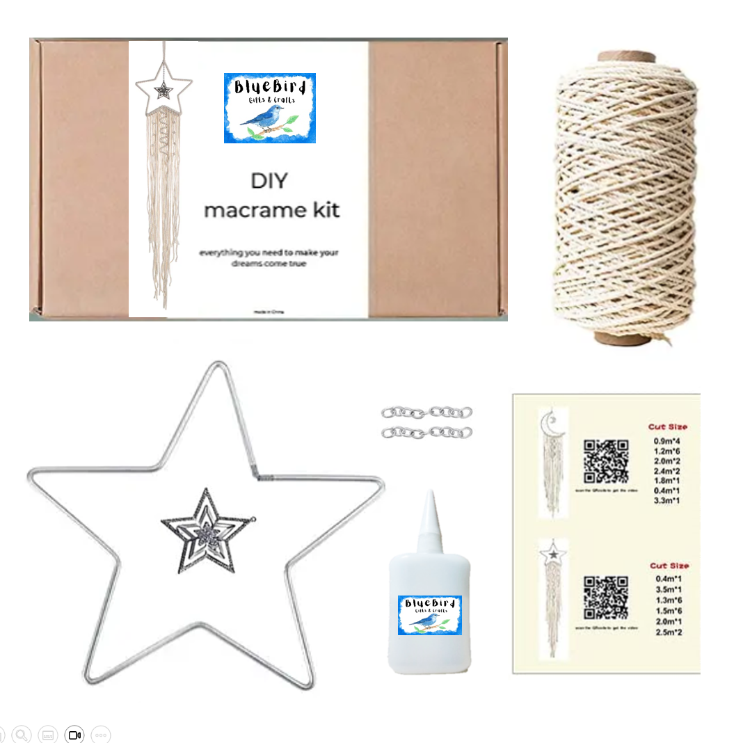 DIY Macrame Kit Star Decor Beginners Arts and Crafts BlueBird | Shop ...