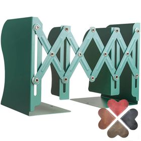Adjustable Bookend Holders Organizer & 4 Leather Heart-shaped Bookmarks ...