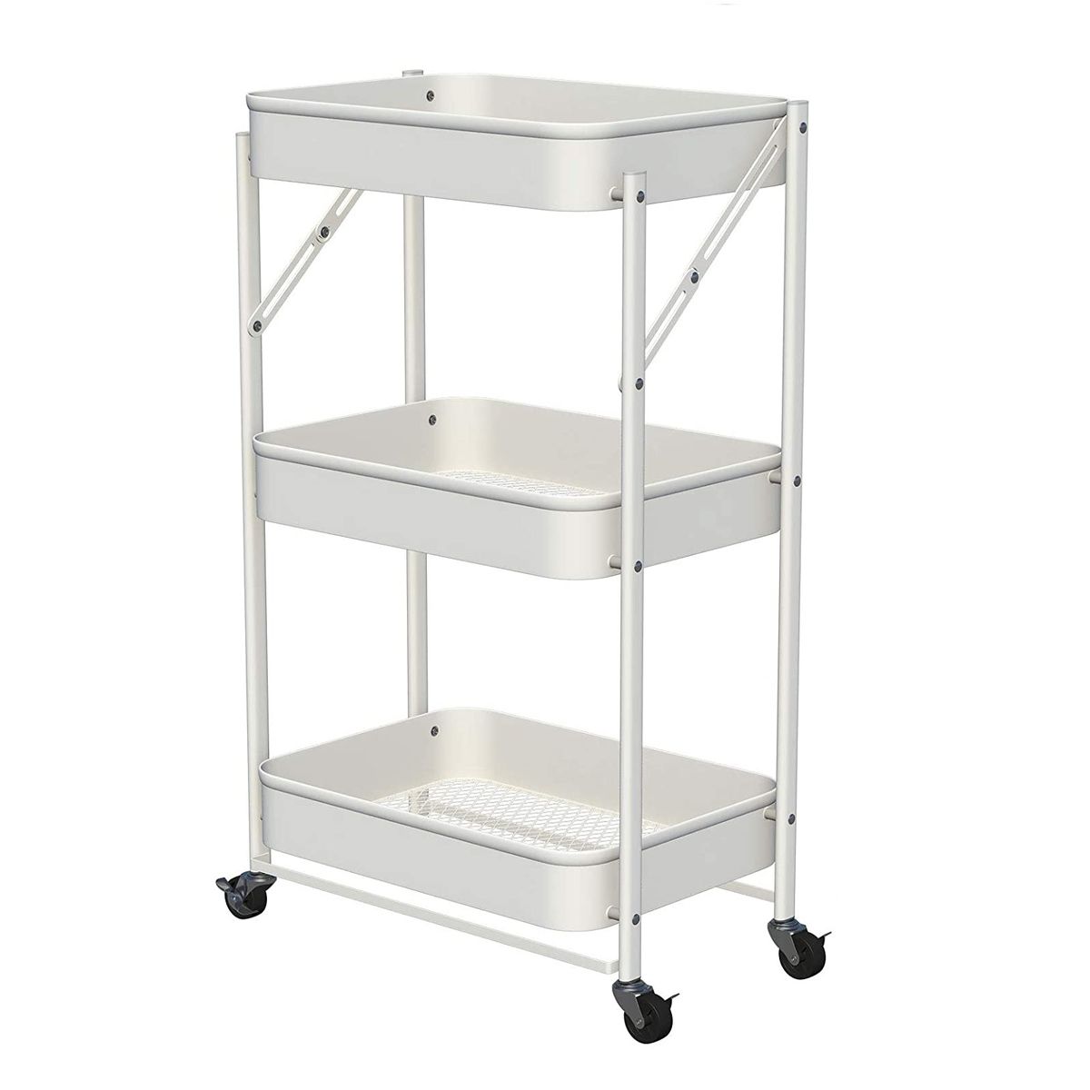 Tier Foldable Trolley Storage Utility Trolley Cart - White | Shop Today ...