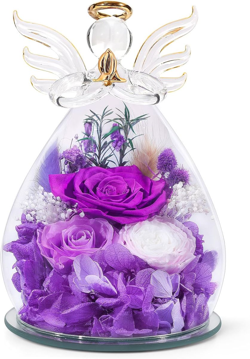 Preserved Rose Forever Flower in Glass Angel Figurines Fresh Flowers ...
