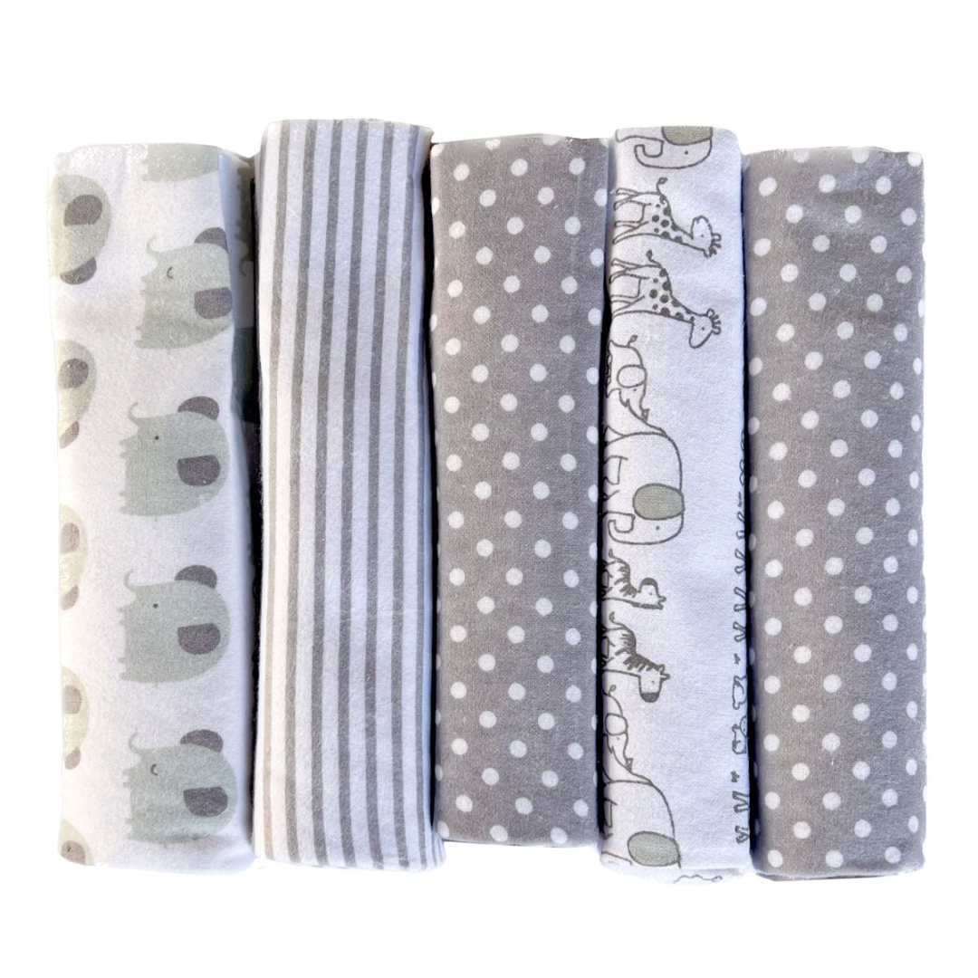 5 Piece Soft Infant Unisex Baby Nursery Swaddle Muslin Receiving ...