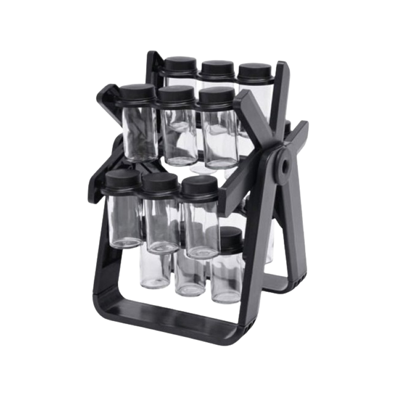360-Degree Rotating Spice Organizer with 18 Glass Containers F51-8-939 ...