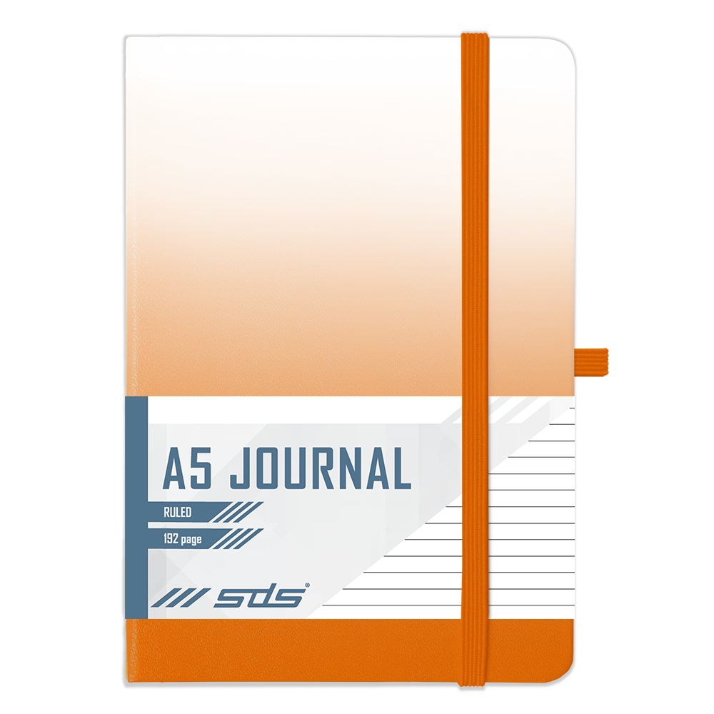 SDS A5 192 Page Lined Journal Hard Cover with Elastic Closure - Orange ...