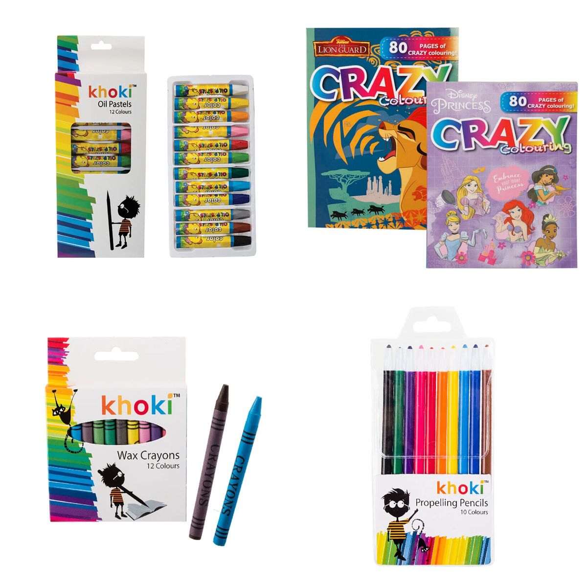 Oil Pastels, Activity Book Disney 80p, Wax Crayons, Propelling Pencils ...
