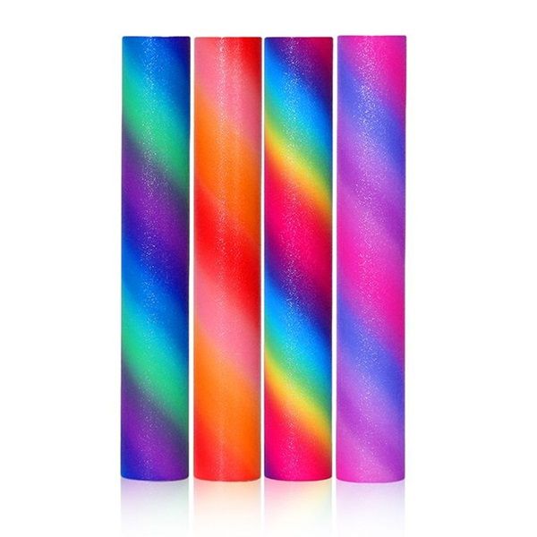 Rainbow Glitter Sticker Vinyl Permanent - 30x30cm Set of 4 + Transfer ...