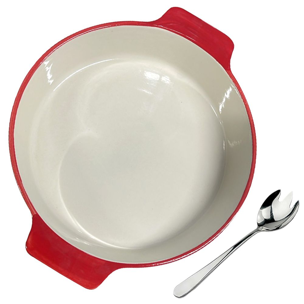 Ceramic Round Casserole Dish Double Handle Roasting Lasagna - 30cm ...