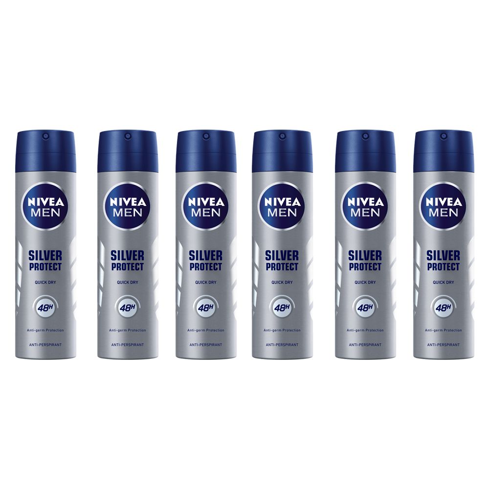 NIVEA MEN Silver Protect Anti-perspirant Deodorant Spray, 6x150ml ...
