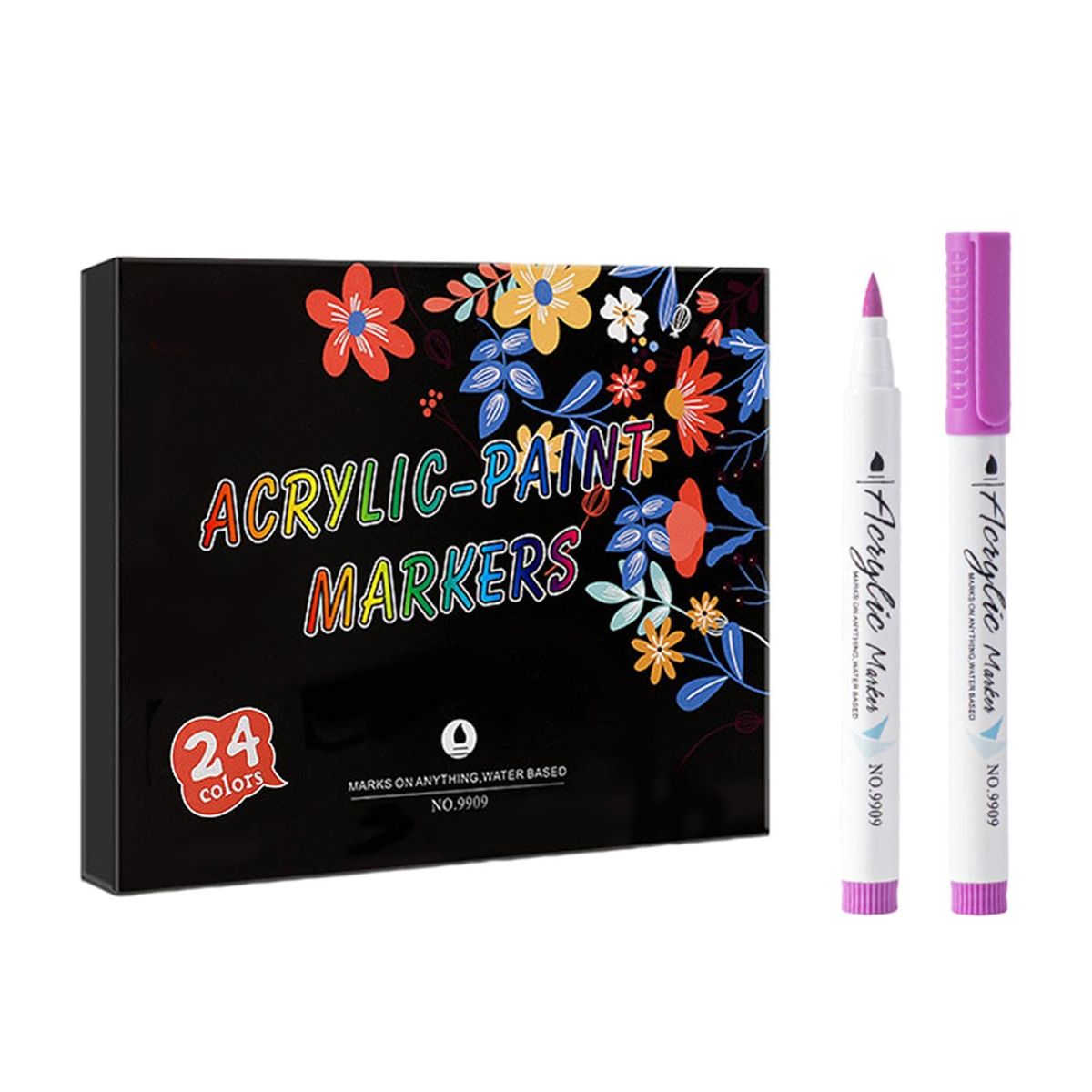 12 Piece Single-ended Markers 12 Colors - Waterproof, Quick Drying ...