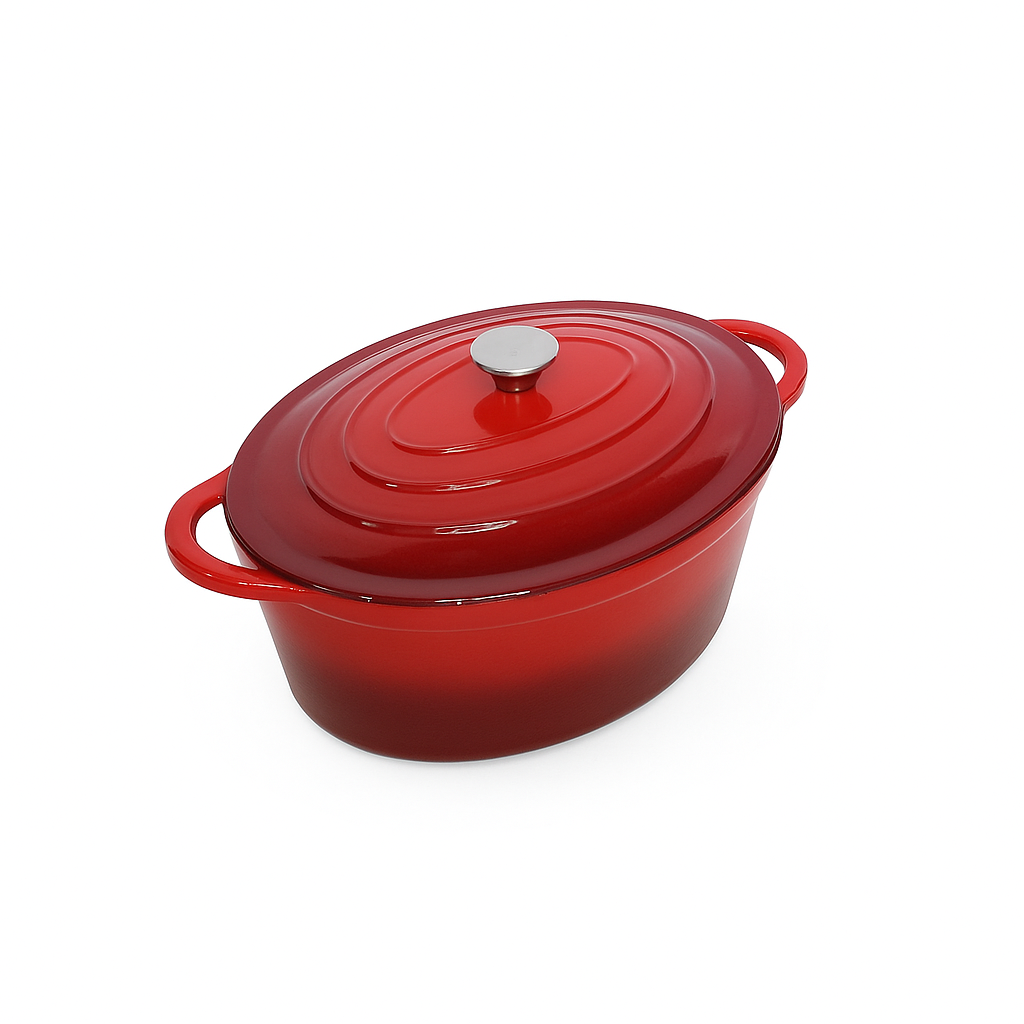 Red Cast Iron Pot - Oval, For Slow Cooking Baking | Shop Today. Get it ...