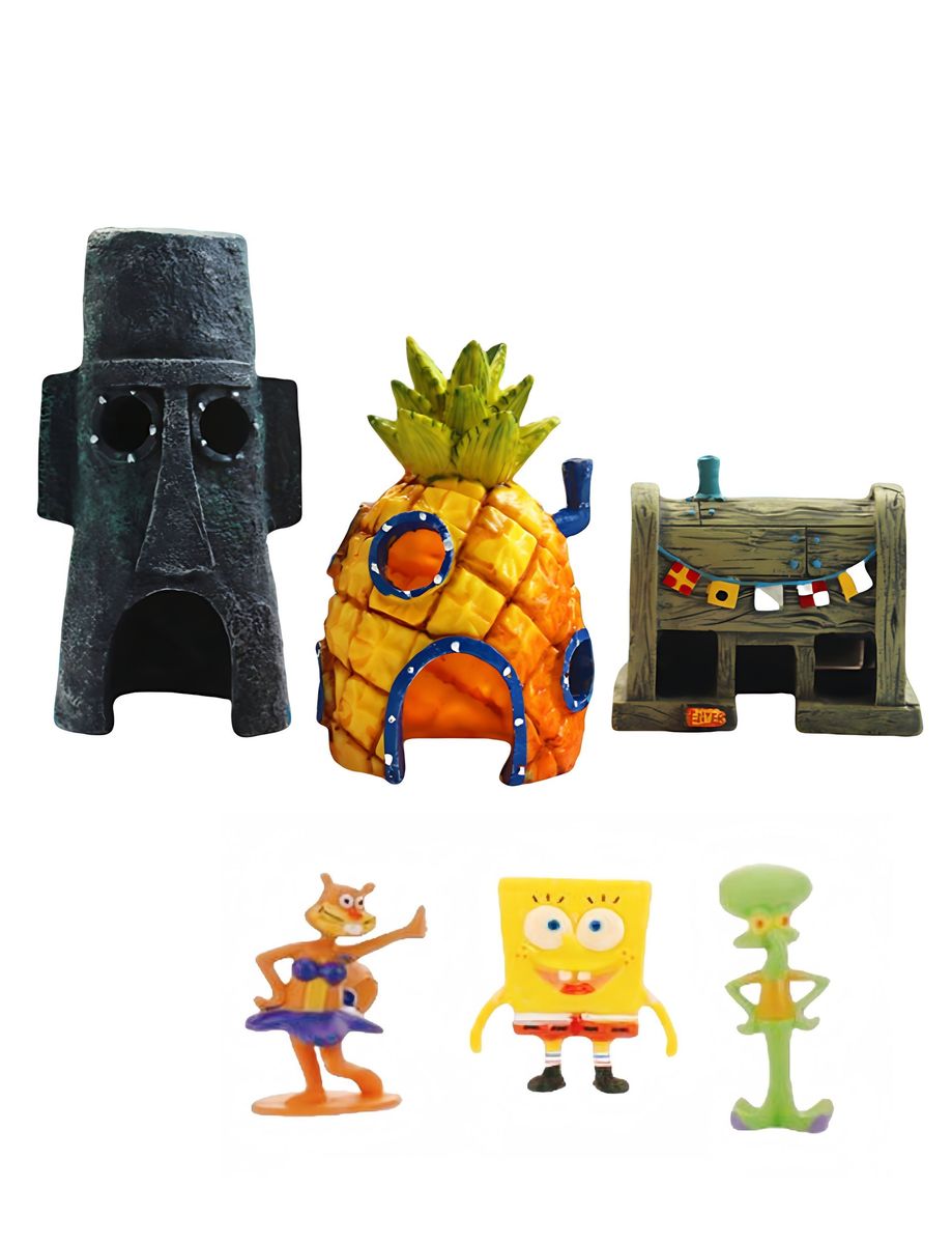 SpongeBob SquarePants Fish Tank Aquascape Dodge House Set Decoration ...