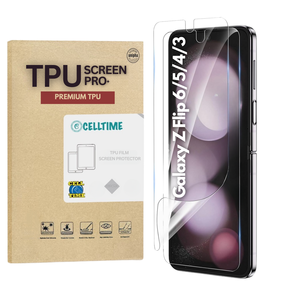 CellTime TPU Film Screen Protector for Galaxy Z Flip 6 / 5 / 4 / 3 - 2 ...