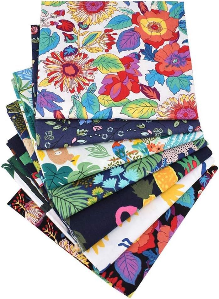 7Pcs Fat Quarters Fabric Bundles, Cotton Precut Quilting Fabric Squares ...