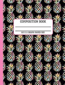 Composition Book Graph Paper 5x5: Trendy Tropical Pastel Pineapple Back ...