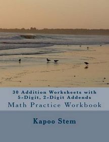 30 Addition Worksheets with 5-Digit, 2-Digit Addends: Math Practice ...