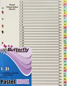 Butterfly A4 File Dividers Pastel Board - 31 Tab 1-31 | Shop Today. Get ...