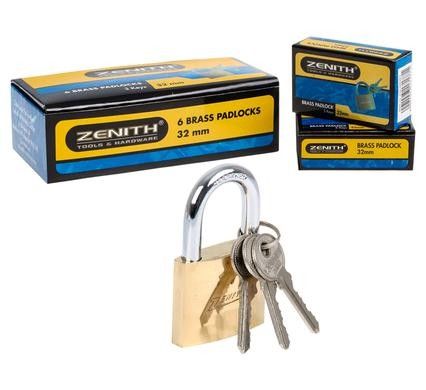 Bulk Pack 5x Padlock Zenith Brass 32mm Boxed Pack of 6 Bulk | Shop ...