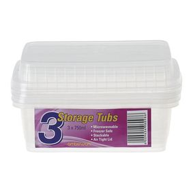 Bulk Pack 5 x Clear Square Plastic Containers 3 Pieces, 750ml | Shop ...