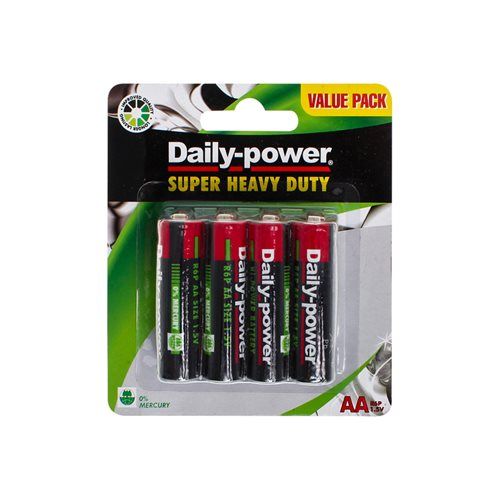 Bulk Pack 5 x Daily-Power Super Heavy Duty Battery Size AA, Card of 8 ...