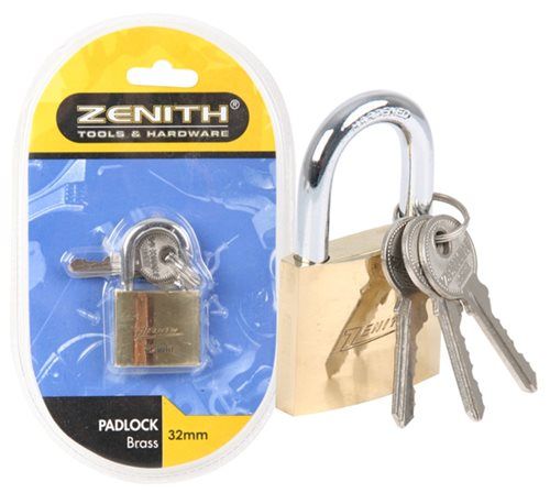 Bulk Pack 3 x Zenith Brass Padlock 32mm | Shop Today. Get it Tomorrow ...