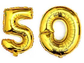 Bright Gold Foil Number Balloon 40" - Milestone Birthday 50 | Shop ...