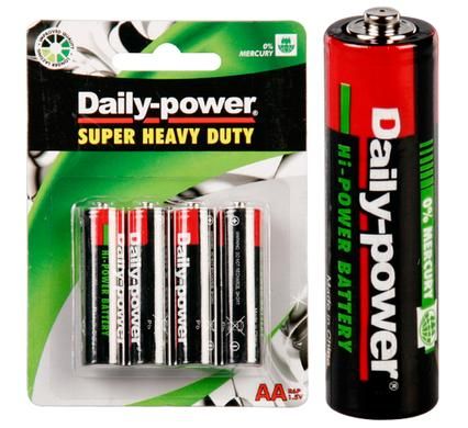 Bulk Pack 12 X Daily-Power Super Heavy Duty Battery Size AA Card of 4 ...