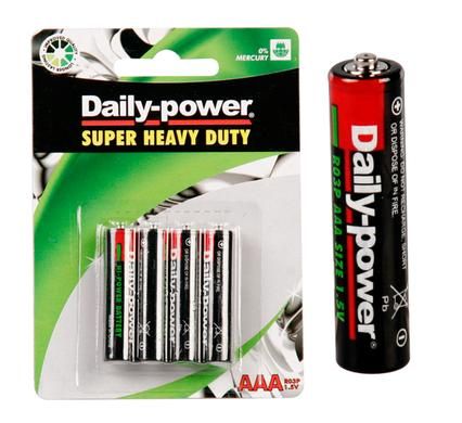 Bulk Pack 12 X Daily-Power Super Heavy Duty Battery Size AAA Card of 4 ...