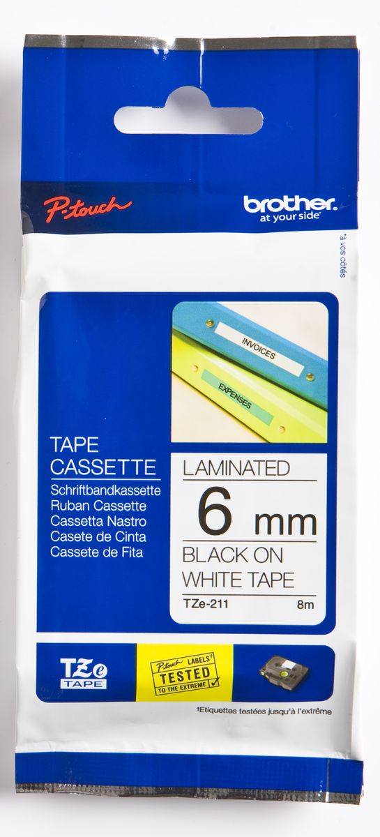 Brother TZe-211 Black on White Laminated Tape 6mm | Shop Today. Get it ...
