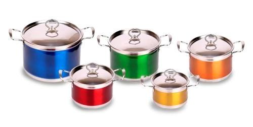 10 Piece High Quality Stainless Steel Color Cookware Set | Shop Today ...
