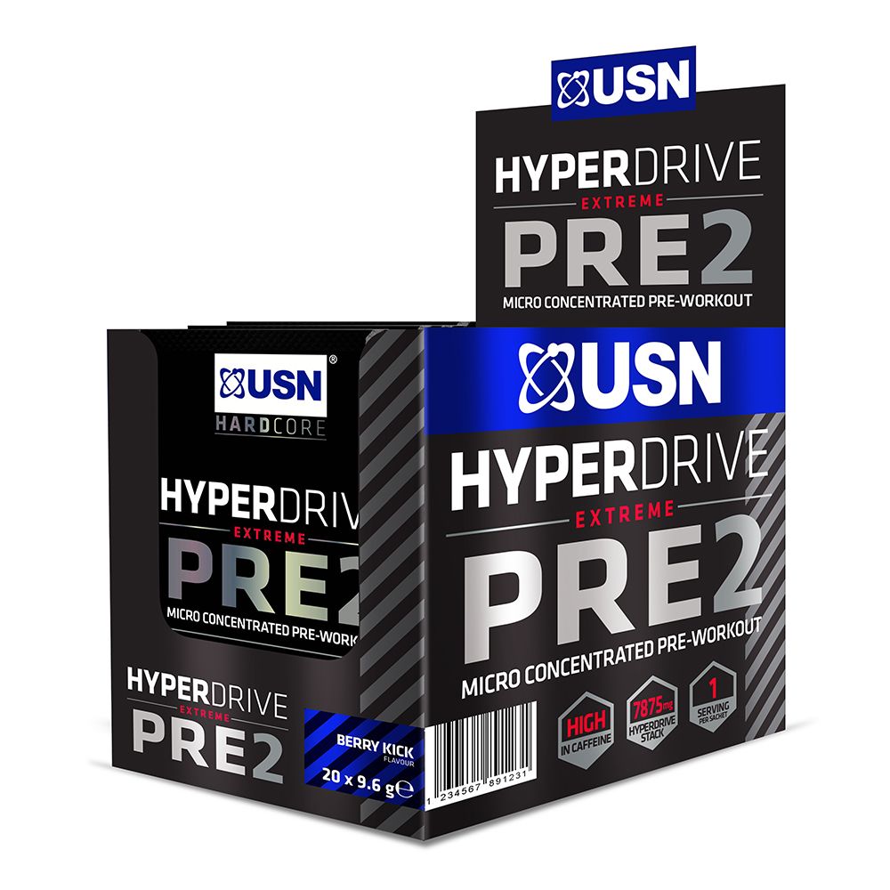 USN Hyperdrive Pre Berry Kick Pre-Workout - 2 9.6G X 20 | Shop Today ...
