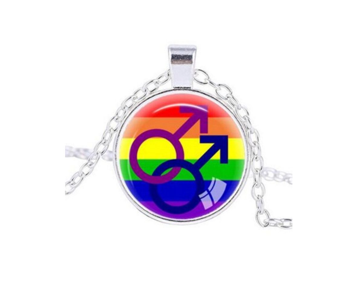 Blue & Purple Male Sign on Rainbow Background Pendant & Necklace | Shop ...