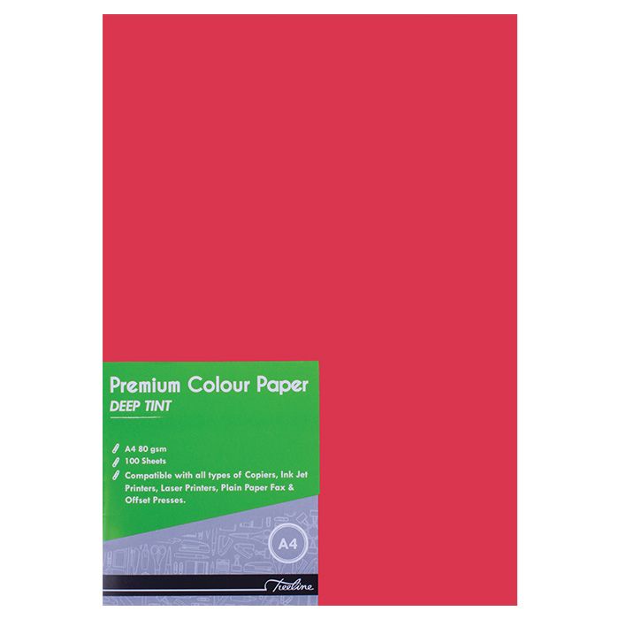 Treeline Paper Premium Deep Tint 80gsm Red A4 (100 Sheets) | Shop Today ...