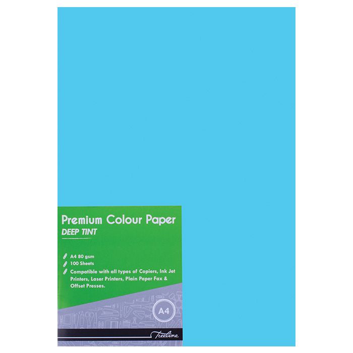 Treeline Paper Premium Deep Tint 80gsm Turquoise A4 (100 Sheets) | Shop ...