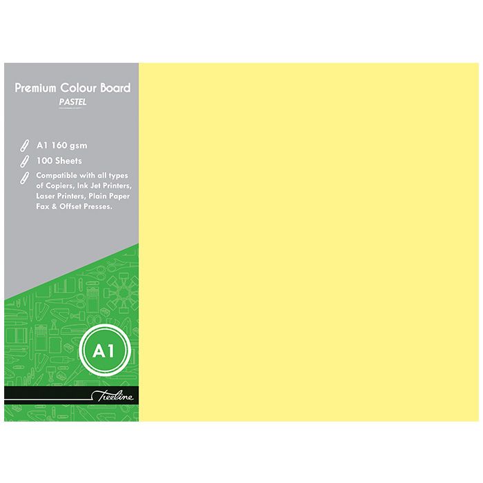 Treeline Project Board Pastel Yellow A1 160gsm Pack of 100 | Shop Today ...
