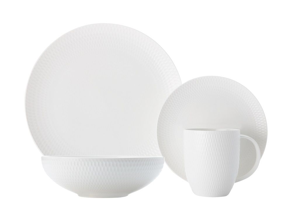 Maxwell & Williams - White Basics Diamonds Dinner Set - Set of 16 ...