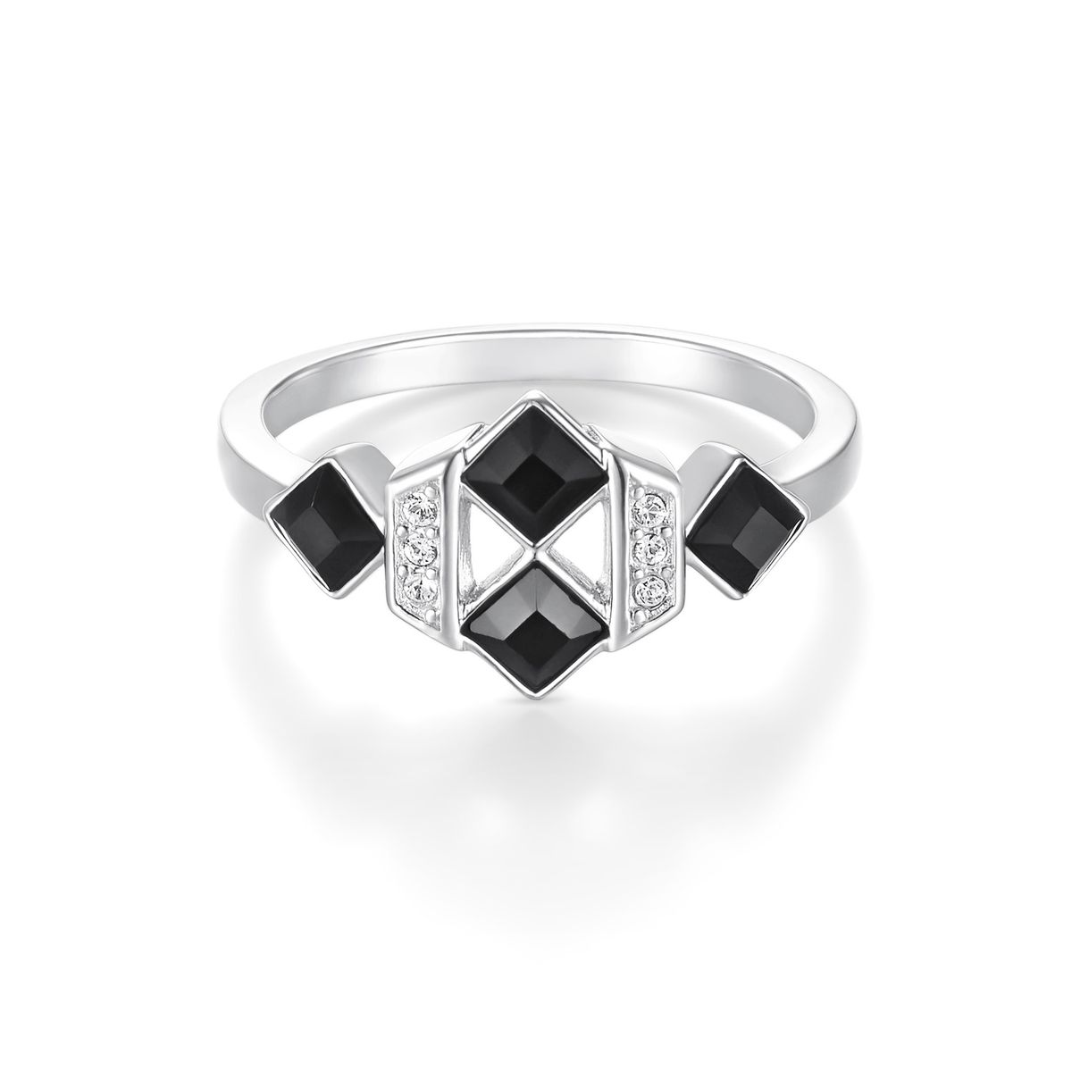 Dhia Black Square Ring in Sterling Silver Made with Crystals from ...