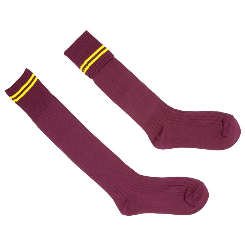 Schoolwear Specialist Long School Socks - Maroon/Gold (Size: S) | Shop ...