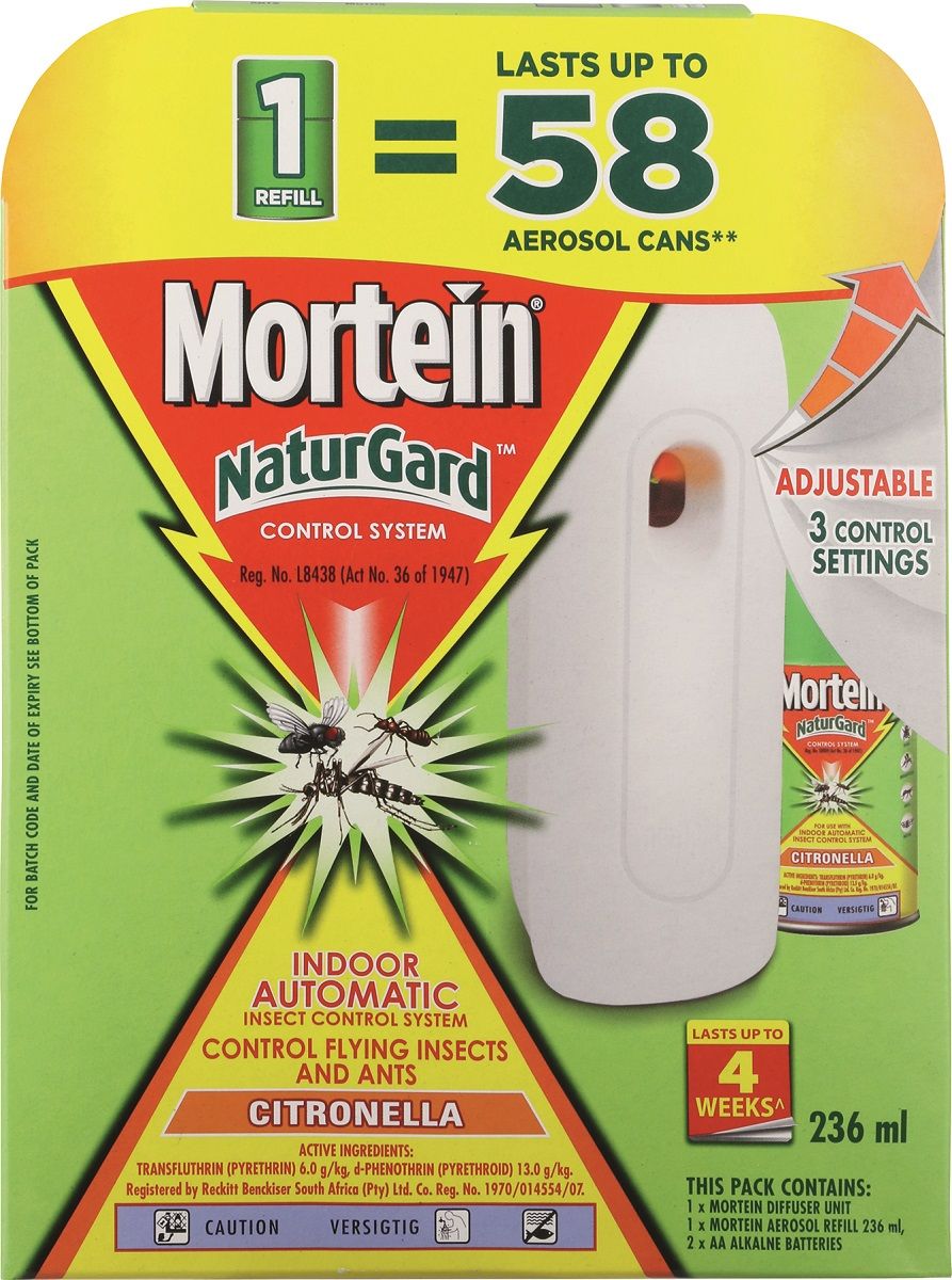 Mortein 236ml, Naturgard Automatic Insect Control System, Citronella ...