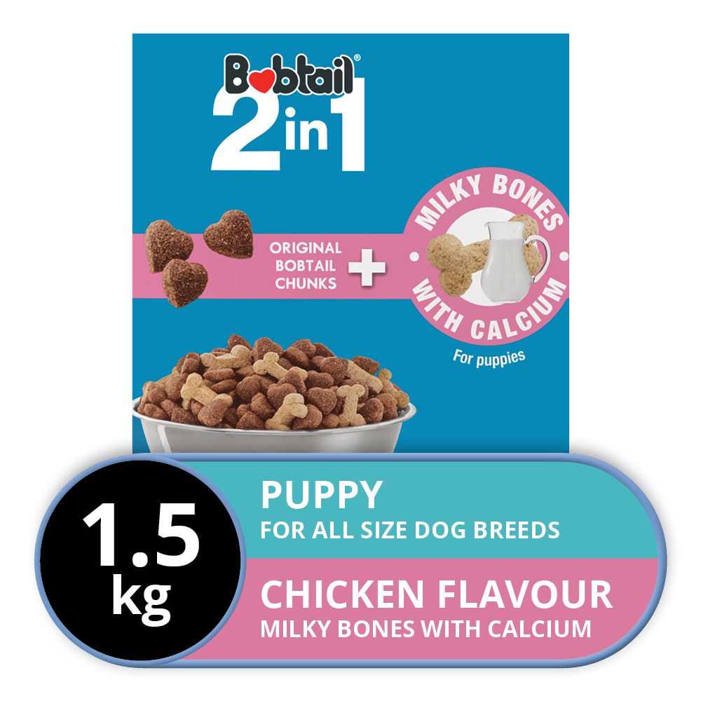 Bobtail - 2-in-1 - Puppy Food - Chicken Flavour & Milky Bones - 1.5kg ... Bobtail - 2-in-1 - Puppy Food - Chicken Flavour & Milky Bones - 1.5kg ...