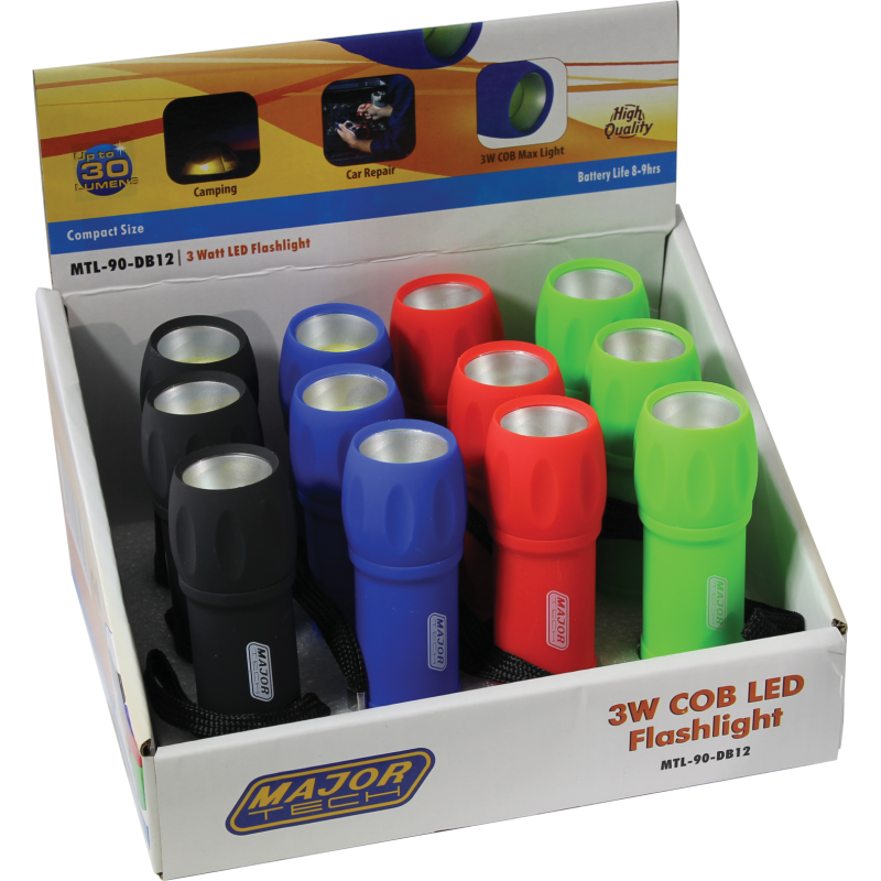 Major Tech - MTL-90-DB12 Small Rubber Torch COB LED 1,5W (12 Piece ...