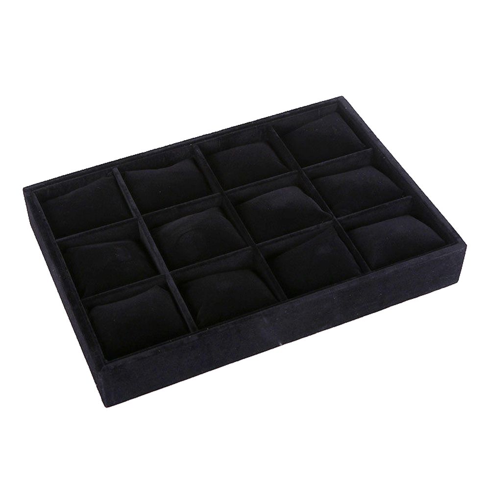 Velvet 12 Grids Jewelry Watch Display Storage Tray - Black | Shop Today ...