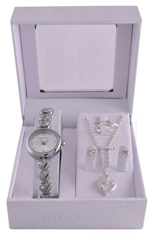 Digitime Women's Heart Watch Set - Silver | Shop Today. Get it Tomorrow ...