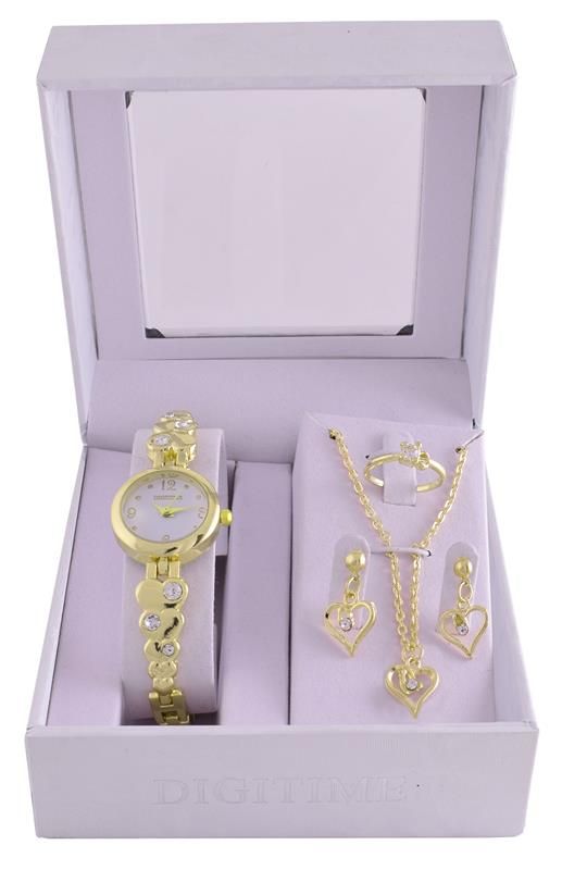 Digitime Women's Heart Watch Set - Gold | Shop Today. Get it Tomorrow ...
