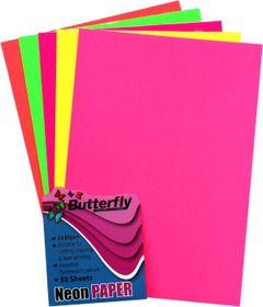 Butterfly A4 Neon Paper 50 - Assorted | Shop Today. Get it Tomorrow ...