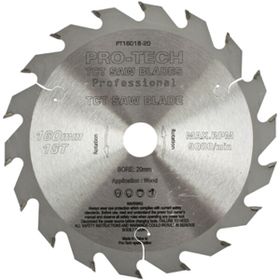 Pro-Tech Saw Blade Tct 160X2.2X20X18T Wood Prof. Pro-Tech Fes. Ts55 Pw1 ...