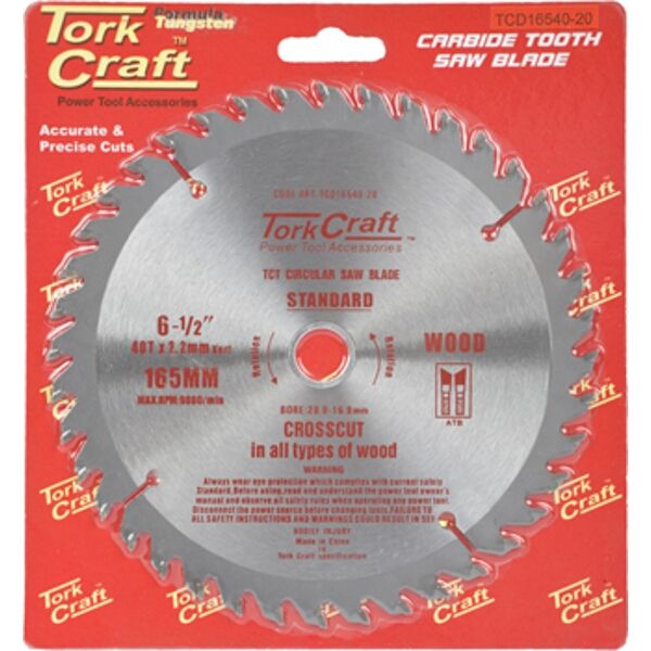 Tork Craft Blade TCT 165 x 40T 20/16 General Purpose Combination | Shop ...