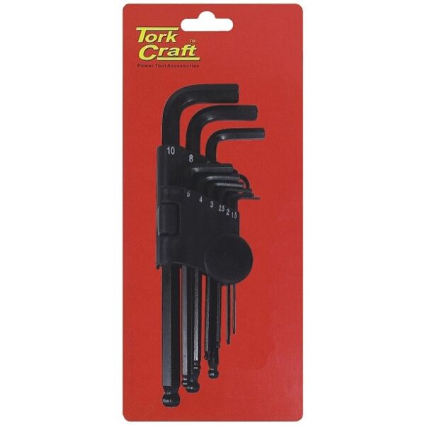Tork Craft Hex Key Set 9 Piece Ball Point 1.5-10mm Carded Cr-V | Shop ...