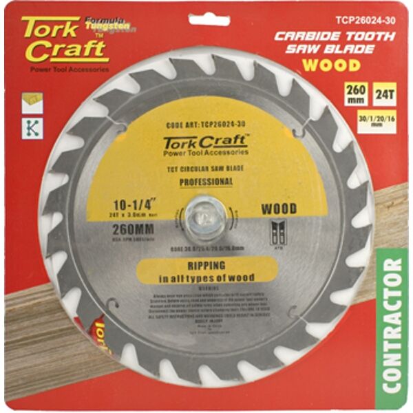 Tork Craft Blade Contractor 260 X 24T 30/1/20/16 Circular Saw TCT ...
